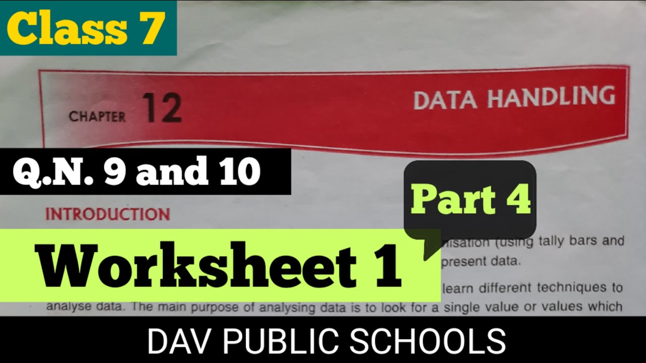 Data handling Worksheet 1 part 4 questions 9 and 10