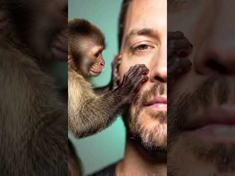 ASMR monkey grooming remove and eating pimple popping on man face