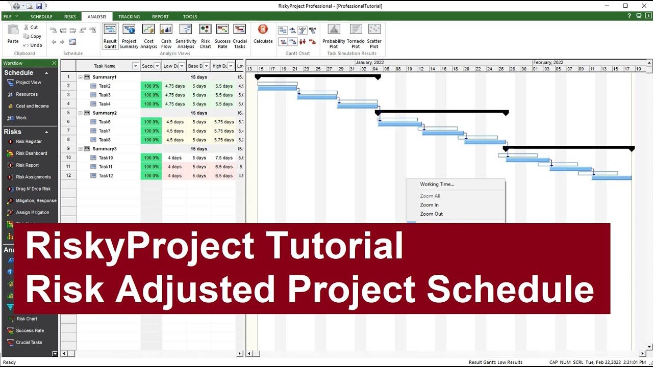 RiskyProject Tutorial: Risk Adjusted Schedule