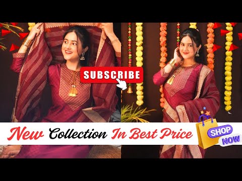 Trendy salwar suit | Tibra Attire Women Cotton Blend Kurti Pant Dupatta Set