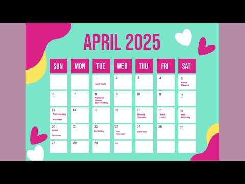 📅 April 2025 Calendar | Holidays & Important Dates! 🌸🗓️ #Calendar2025