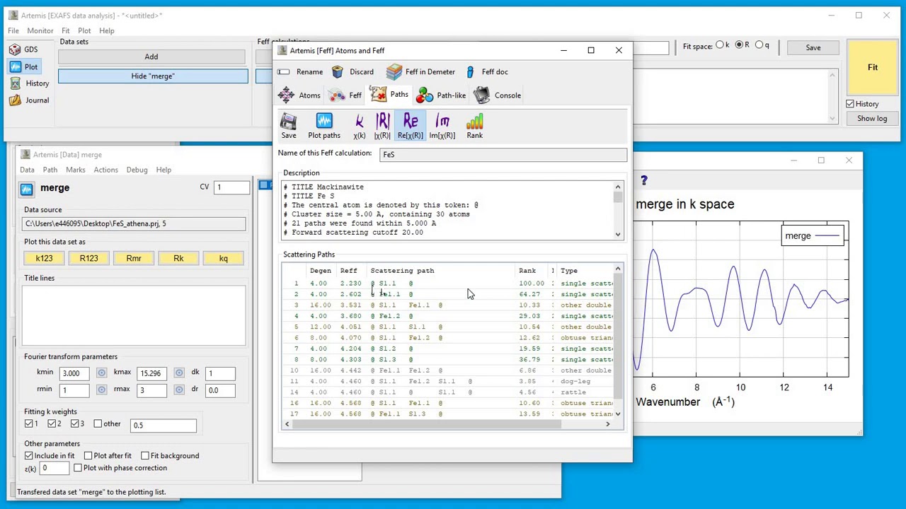 EXAFS: Artemis - analysis of Fe-S dataset