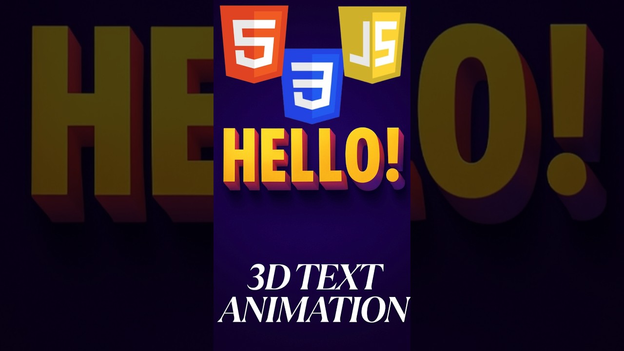 😎 Creat cool 3d text animation using html css 🤘🏻