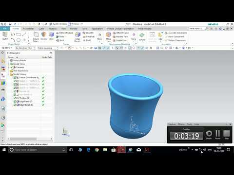 NX 11 MAKE GLASS USING SURFACE COMMAND Video Lecture - 3D and Animation
