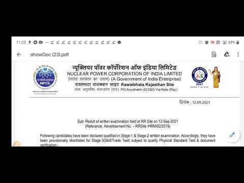 NPCIL RAWATBHATA (RAPS)/RESULT OF STAGE-1/2 CAT-2 STIPENDIARY TRAINEE MAINTAINER (ELECTRICIAN) agyi