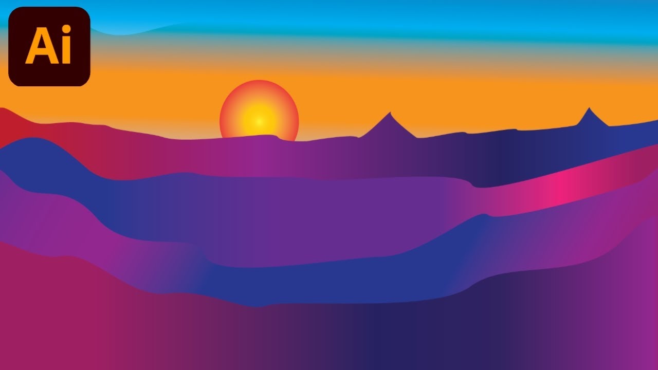Mountain range drawing by Adobe Illustrator | Tutorial.