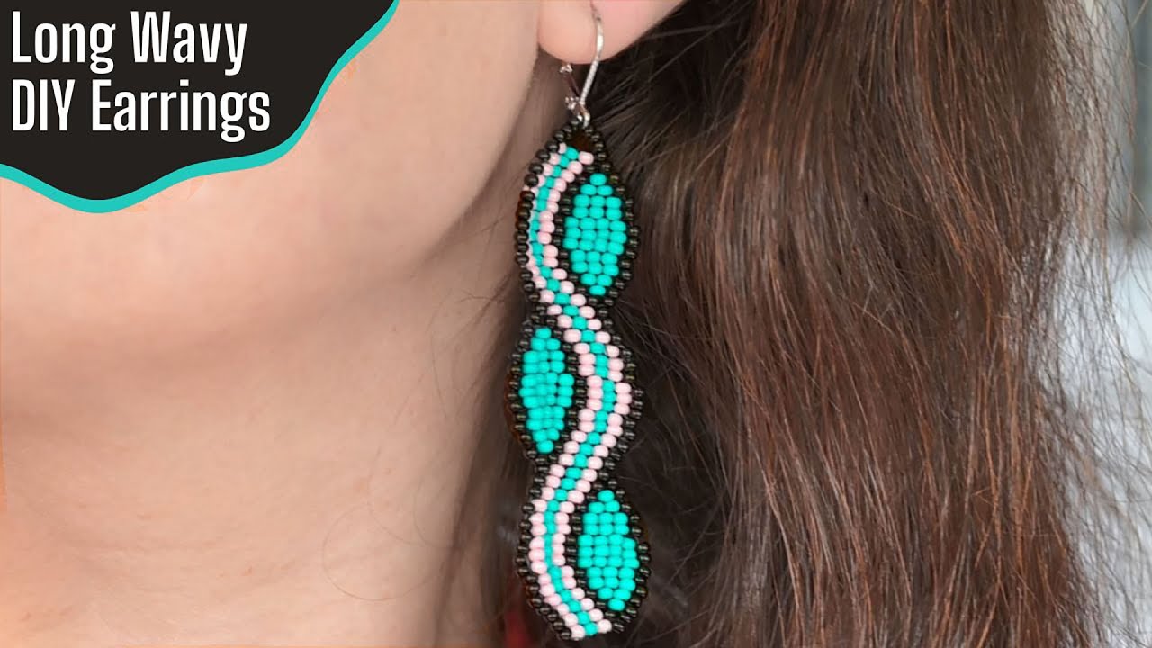 Long Wavy Beaded Earrings - Tutorial || Step-By-Step