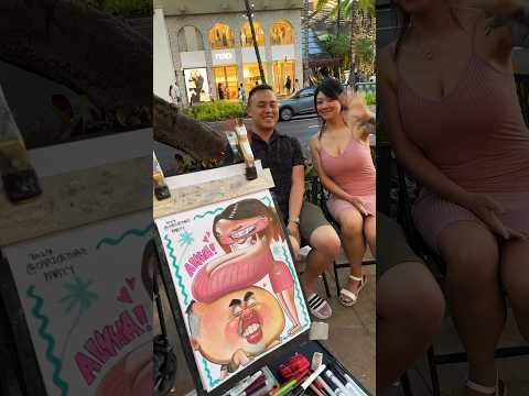 🌴🩷🌸🙏🎉 Hehehe thank you! #caricature #funny #streetart #waikiki #hawaii