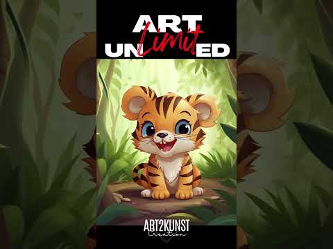 10 Cute Photos Kids Illustration, cartoon style, Tiger and Cats in Jungle, kids cartoon comic FREE