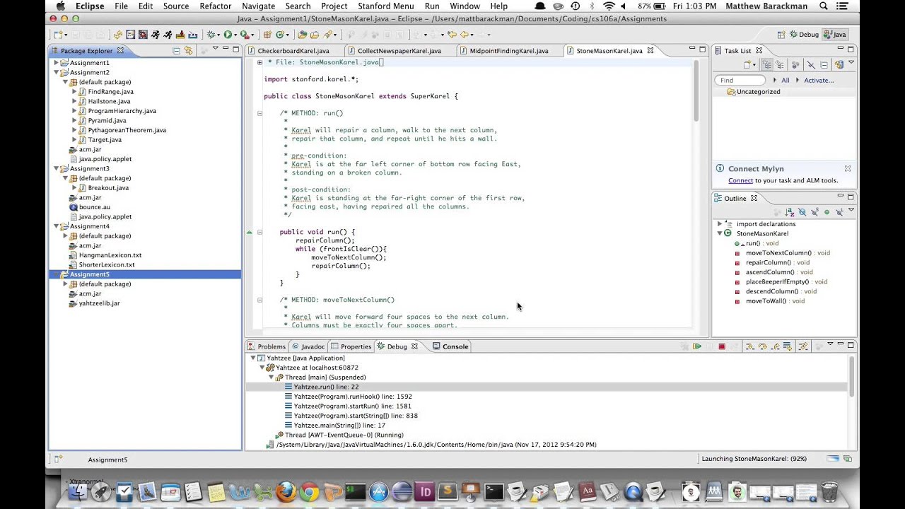 StoneMasonKarel.java Demo