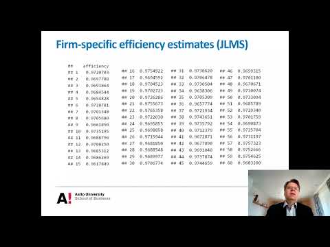 Productivity and Efficiency Analysis Lesson 3C: SFA application