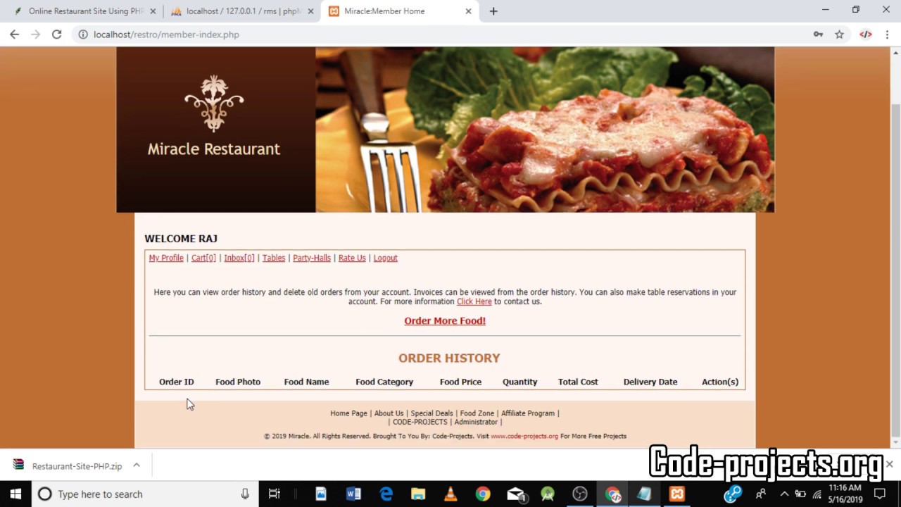Online Restaurant Site Using PHP With Source Code | Source Code & Projects