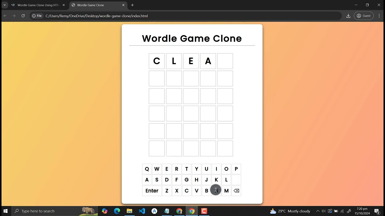 Wordle Game Clone Using HTML, CSS and JavaScript with Source Code
