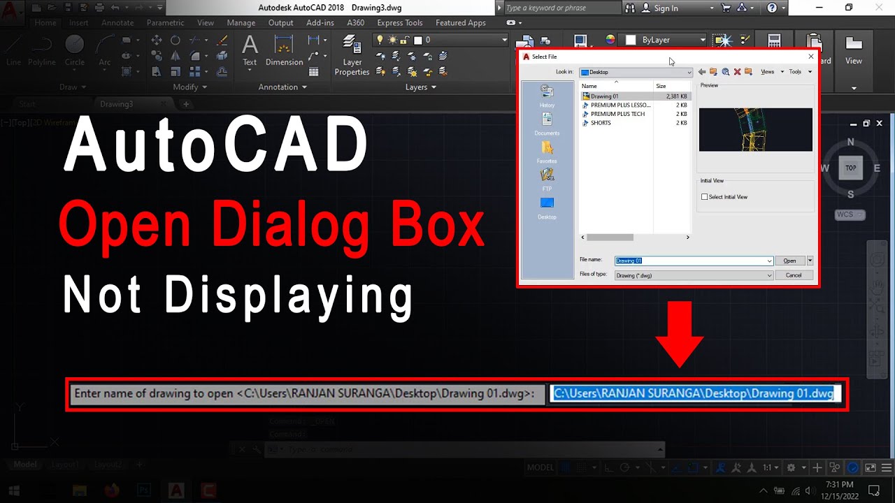 How to fix Autocad file open problem - Open Dialog box not Showing