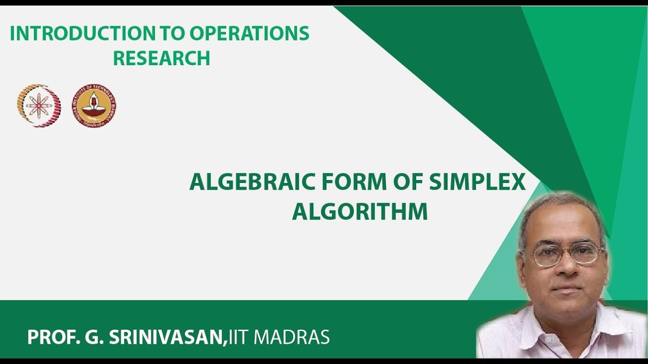 Algebraic form of simplex algorithm