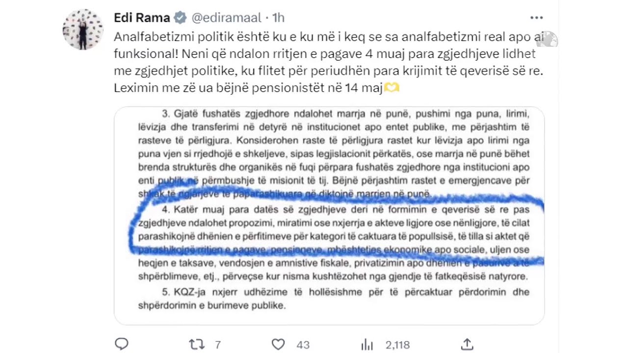 Top News – “Analfabetizmi politik, më i keq se ai real”, Rama i ... Top News – “Analfabetizmi politik, më i keq se ai real”, Rama i ...