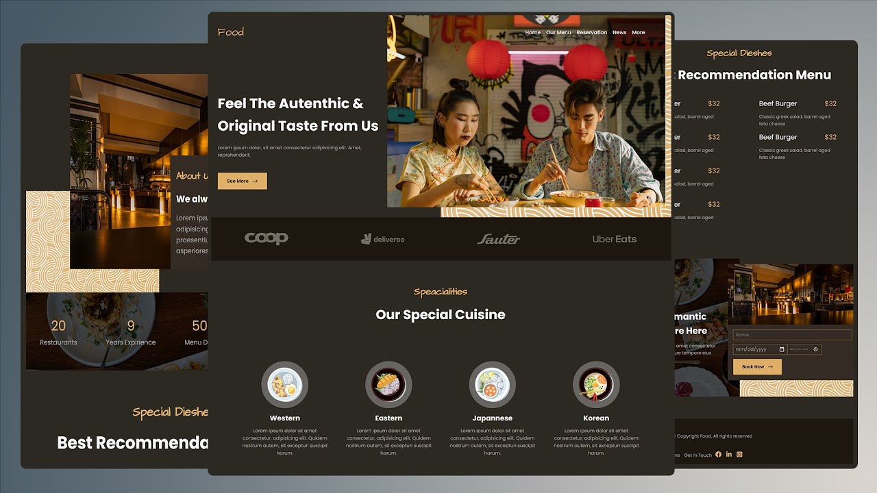 🌮 ReactJs Restaurant Website Landing Page |  Special Cuisines | Grid | CRA source & Next.Js