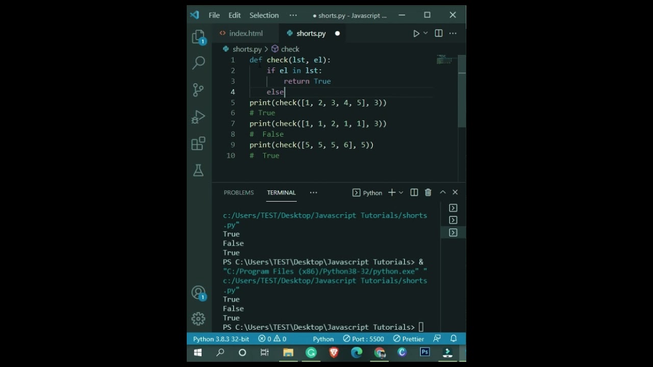#shorts #Programming #python #coding checklist containing a number write a python function for it