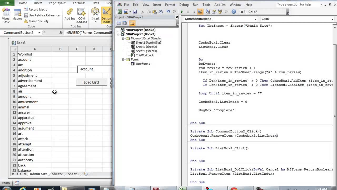 Excel VBA - Removing Item By Double Clicking a Listbox and Setting Index after Removing Item