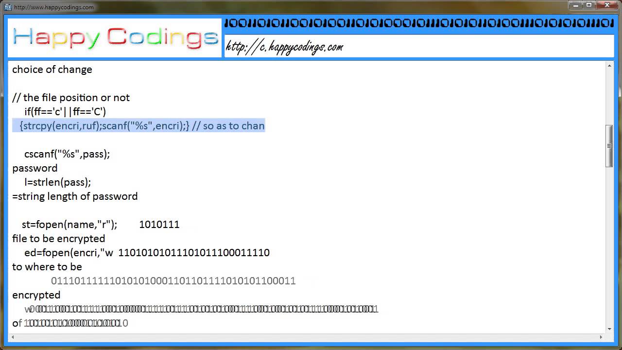 Encryption and Decryption of files C Code Example
