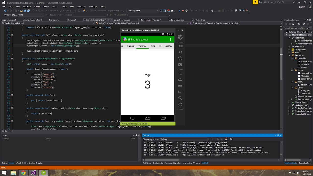 Xamarin Android Tutorial   11   Sliding Tab Layout