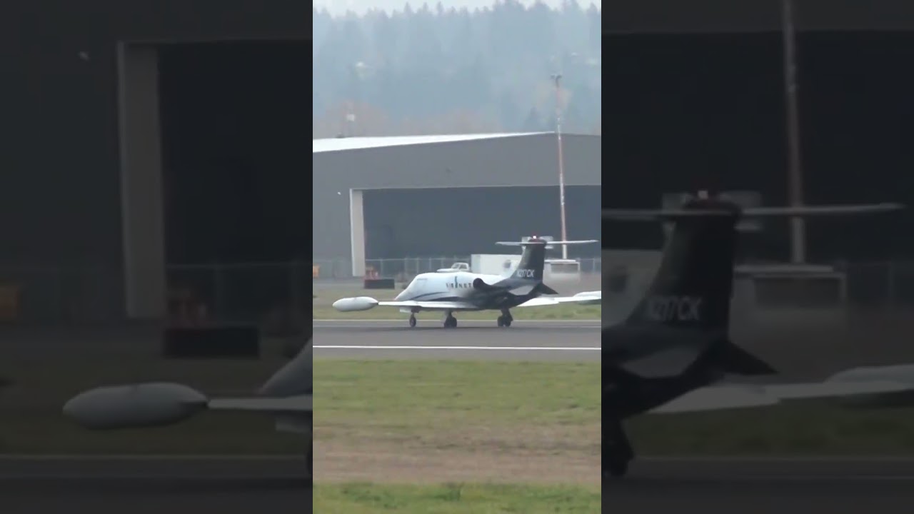 Private Jet INSANE Takeoff | Learjet Rocketing Down the Runway | Business Jet | CC PDX