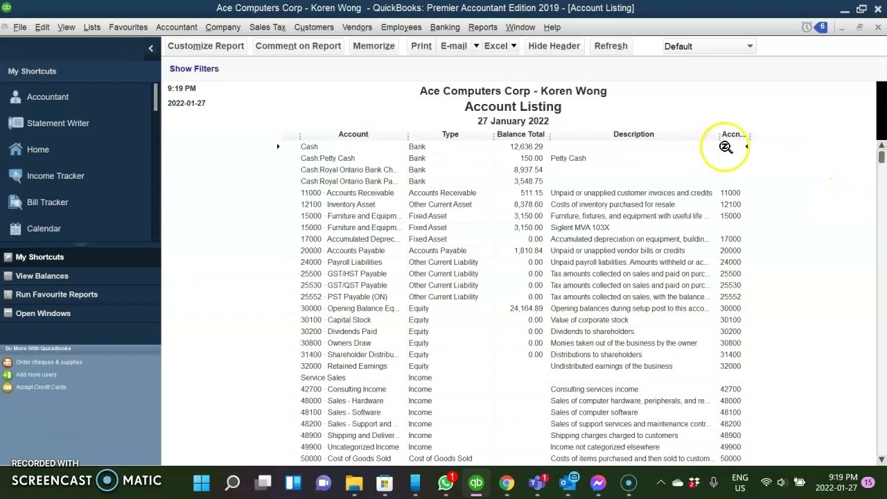 QuickBooks Modifying Reports