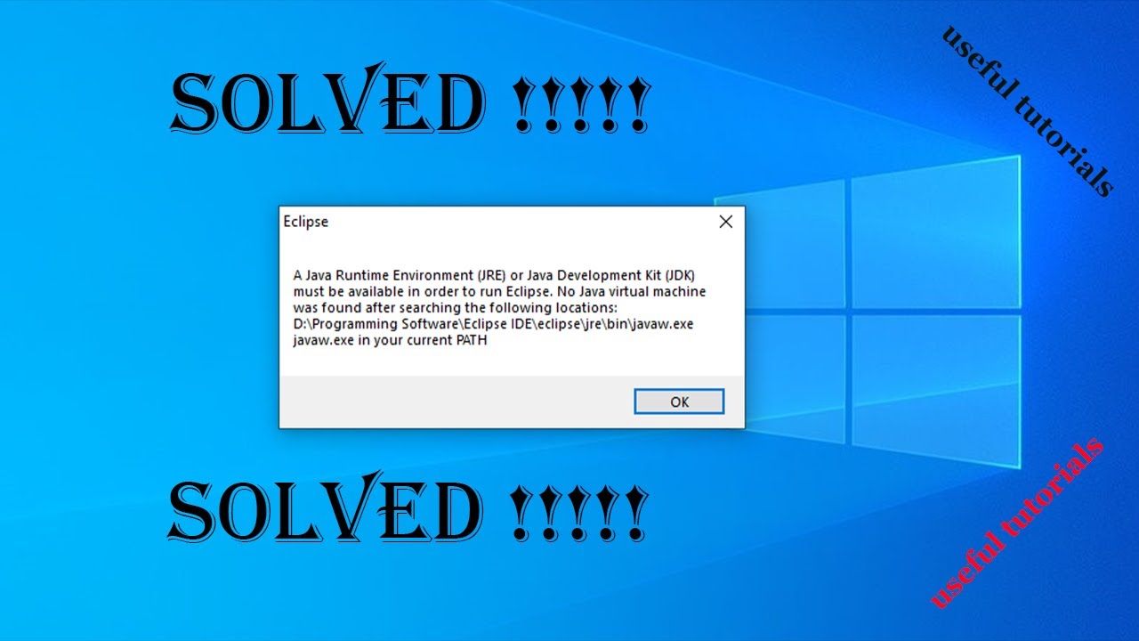Solved - a java runtime environment must be available - eclipse