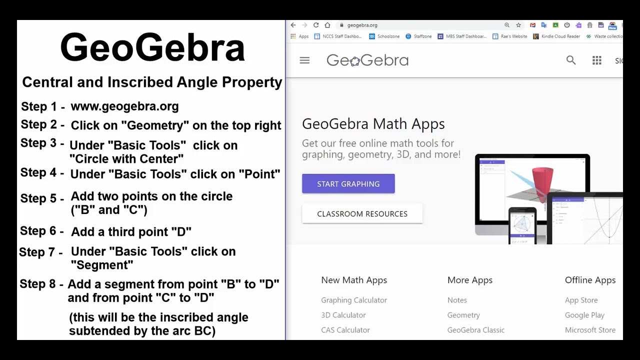 Circle Geometry 36 - GeoGebra - Central and Inscribed Angle Property