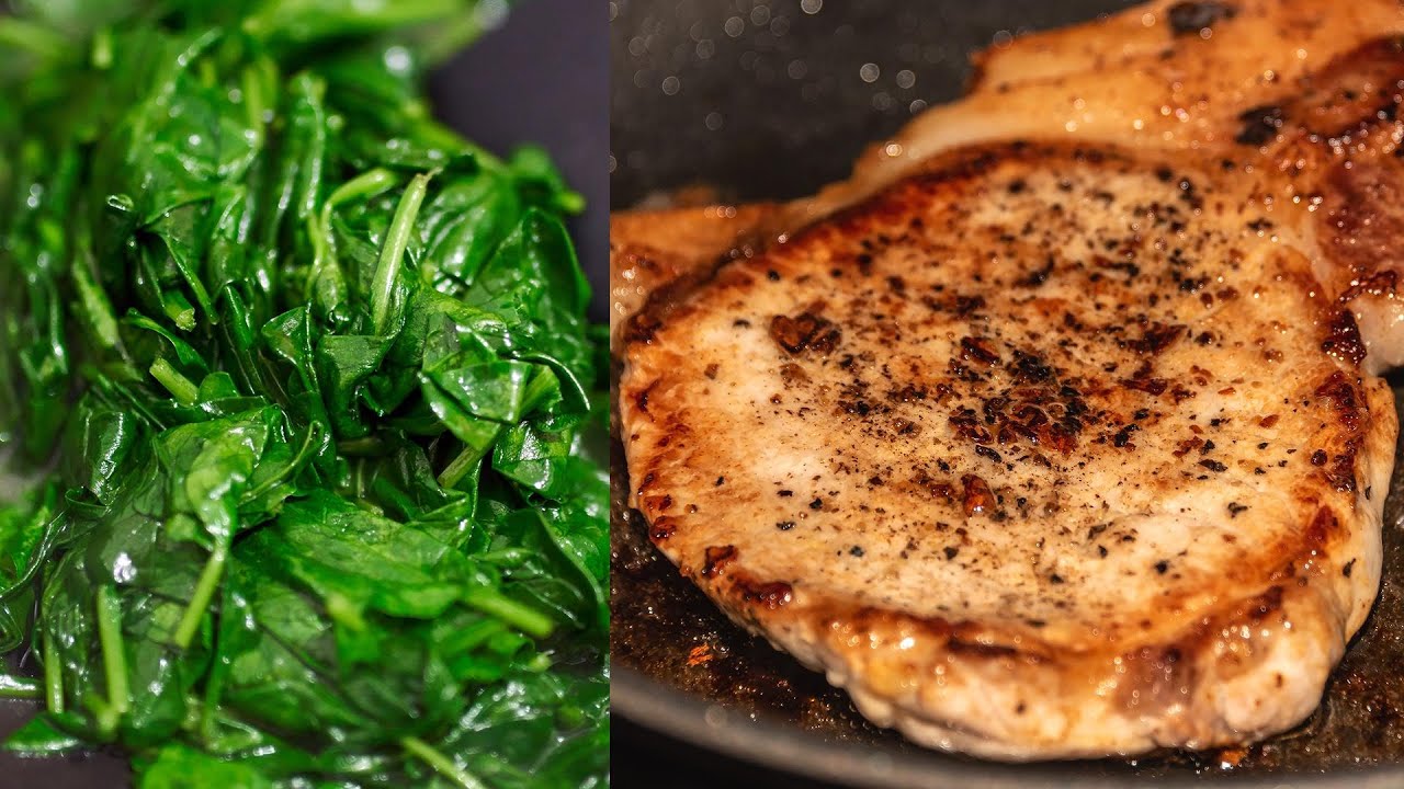 How To Make Pork Chops With Wilted Spinach | 2-Ingredient Meal | Chef Marc Murphy