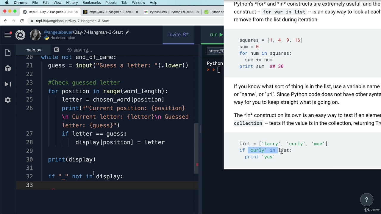 Challenge 3 Solution - How to Check if the Player Won | 100 Days of Code: Python Pro Bootcamp