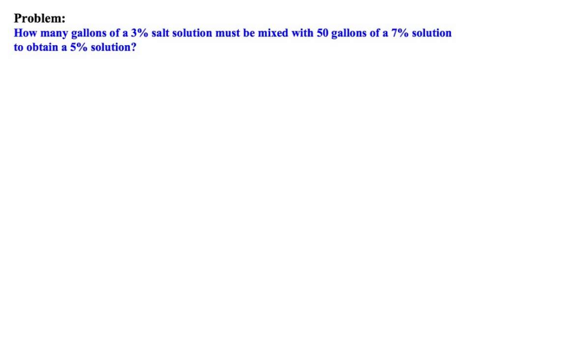 Mixture Problems