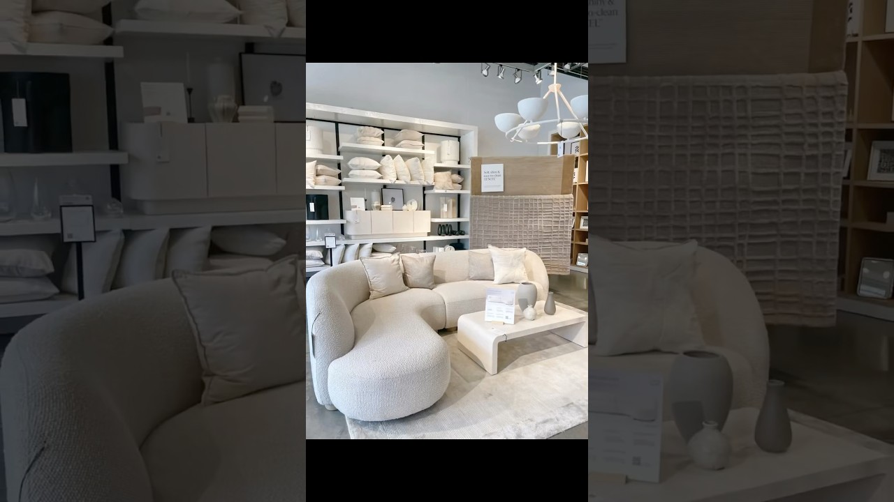 Chic Curved White Sofa for a Luxe Living Room Look | West Elm Laurent Sectional #livingroomfurniture