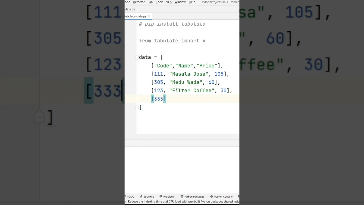 Create Tables With Python #python #shorts