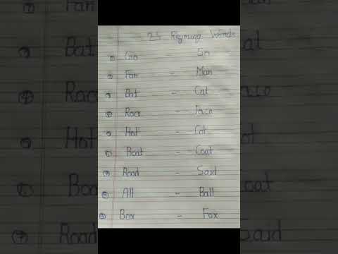 10 Rhyming Words for children Video #viral #rhymes