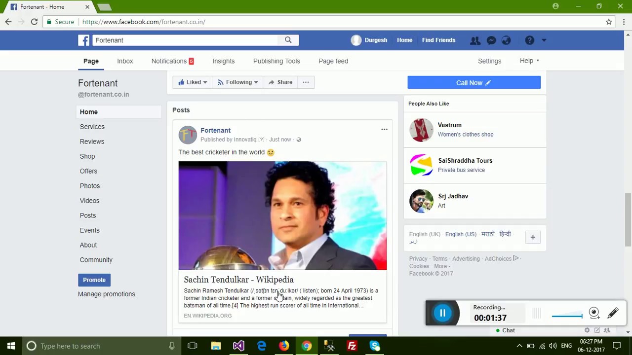 Publish content on facebook page through graph api