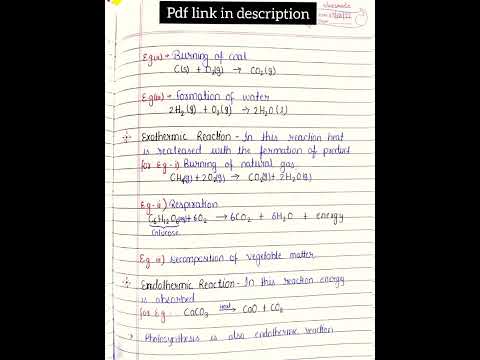 Chemical Reaction and equation class 10 notes | Class 10 science chapter 1 notes | #class10 #shorts