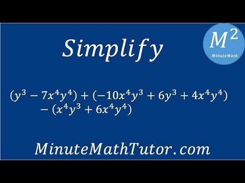 Simplify (y^3-7x^4y^4)+(-10x^4y^3+6y^3+4x^4y^4)-(x^4y^3+6x^4y^4)