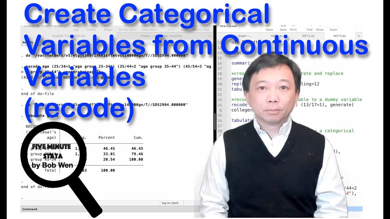 Create Categorical Variables from Continuous Variables (recode) | Stata Tutorials Topic 27