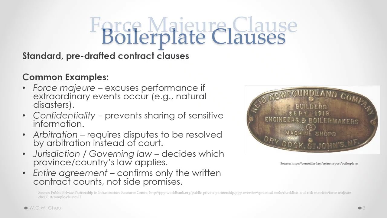 Contract Terms:  Part C - Boilerplate Clauses