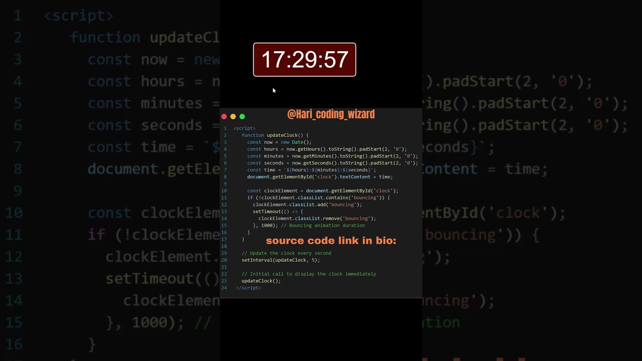 bouncing clock using html css javascript #javascript #css#webdevlopment #figma