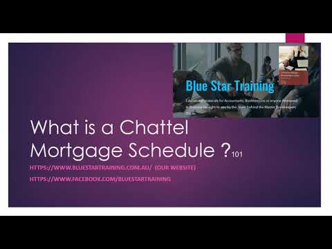 Chattel Mortgage Schedule - an introduction
