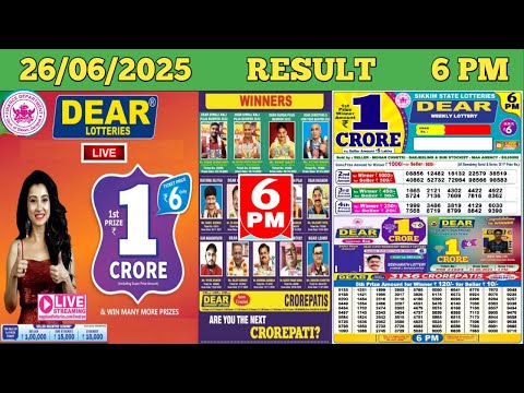 DEAR LOTTERY SAMBAD DAY 6 PM RESULT TODAY LIVE DRAW ON 26.06.2025 SIKKIM THURSDAY