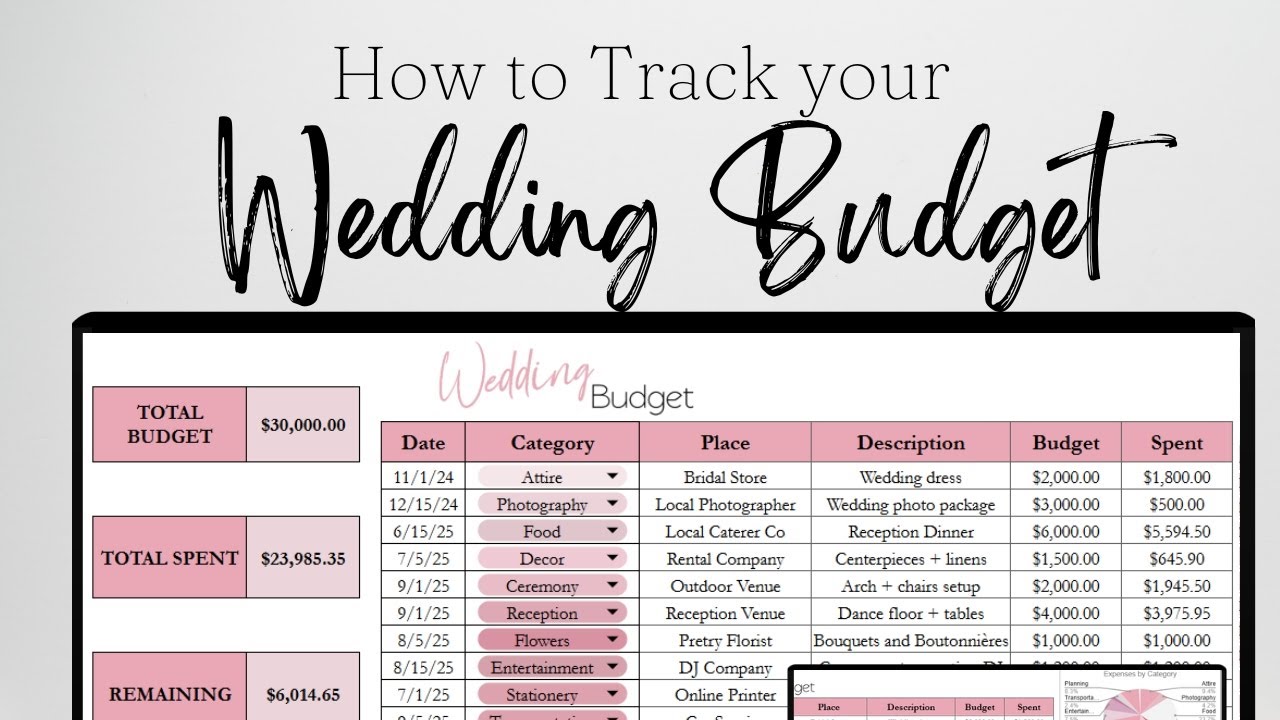 Wedding Budget Spreadsheet Excel and Google Sheets for Making Wedding Planning Organization Easy