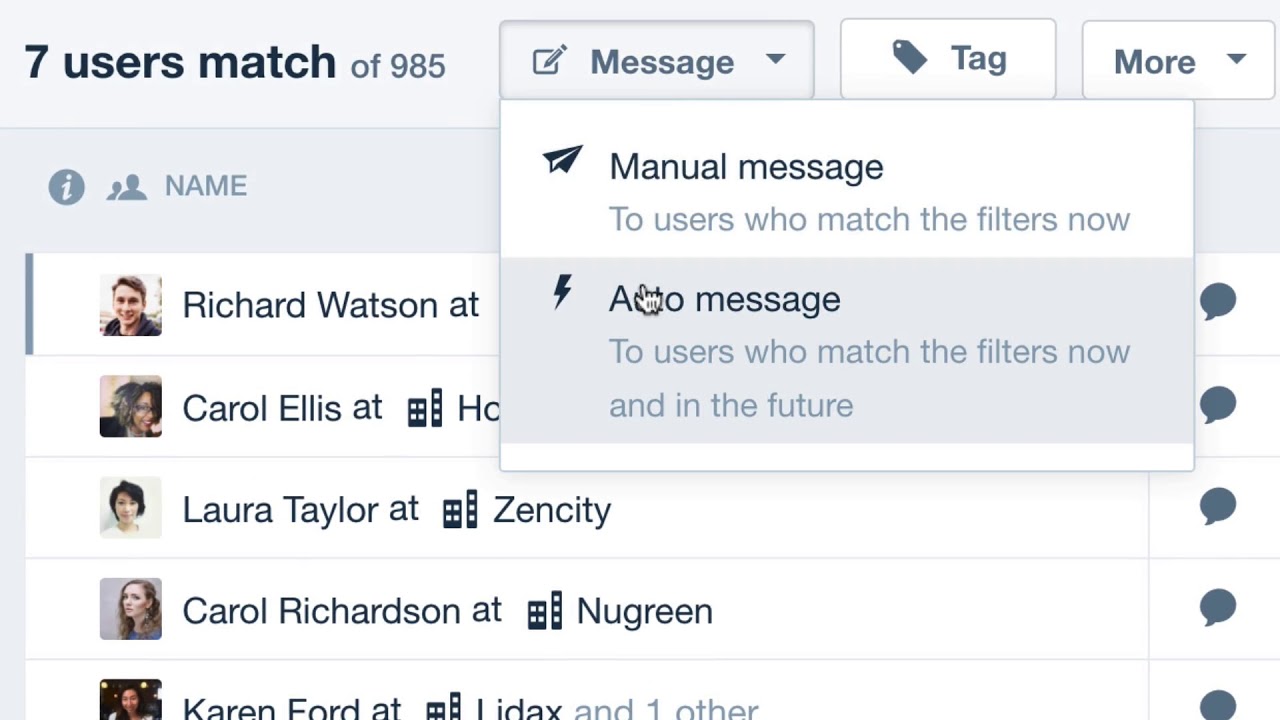 Creating a retention message in Intercom Engage