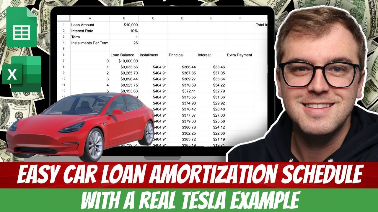 Easy Car Loan Amortization Schedule With Extra Payments | Google Sheets & Excel