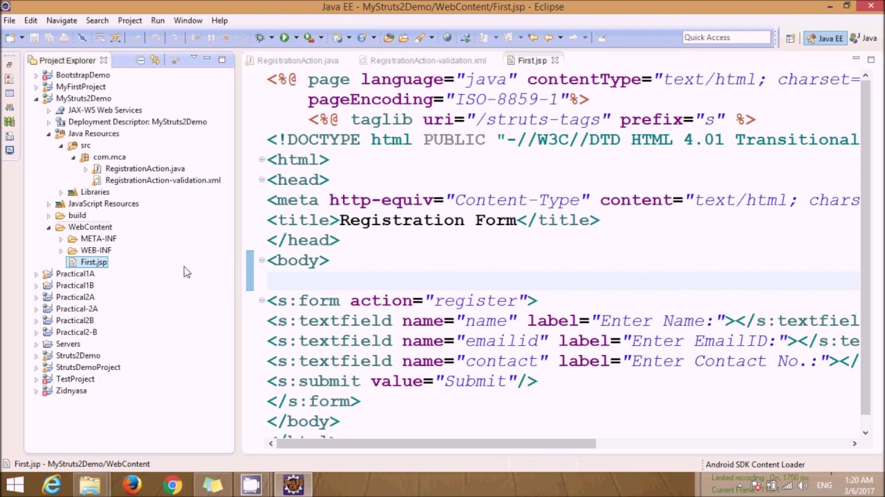 Validating Form using Struts2 Framework