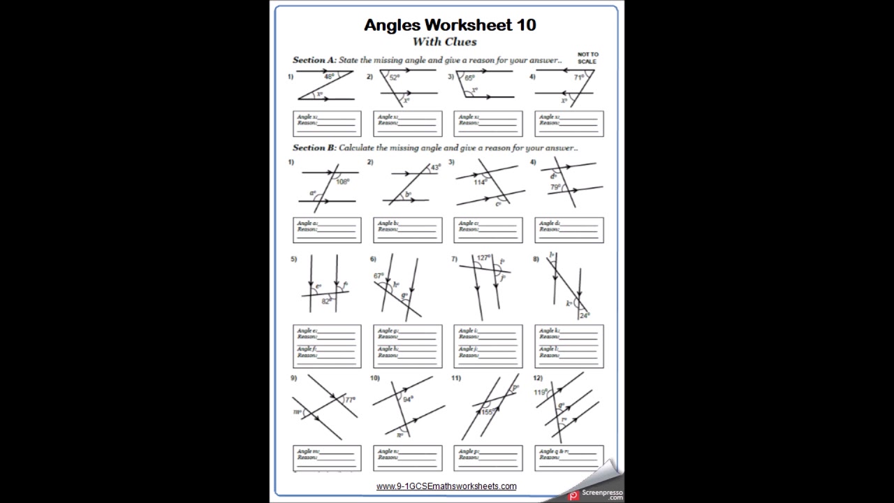 Worksheets Alternate Angles