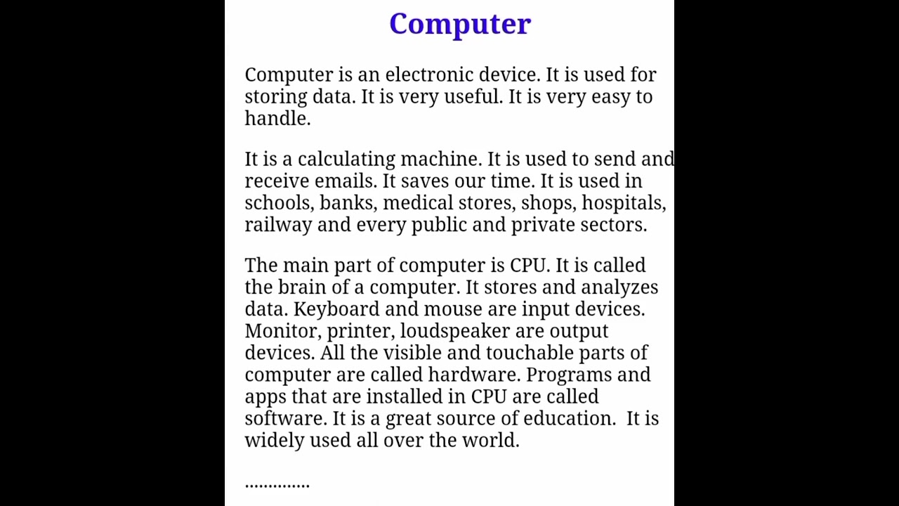 COMPUTER #shorts #paragraph #essay #english
