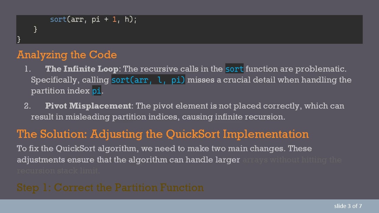 Solving the StackOverflow Error in Your QuickSort Implementation